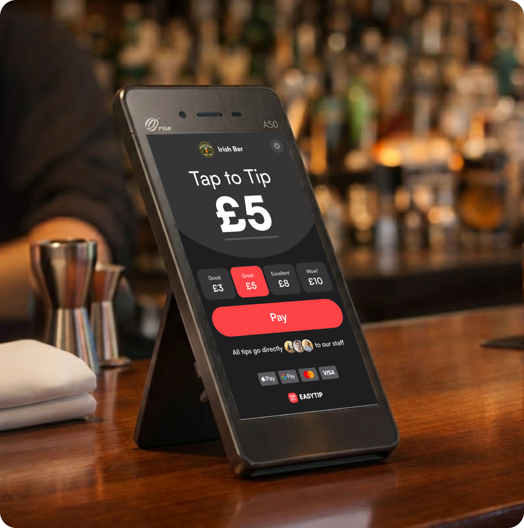Cashless tipping terminals with EasyTip
