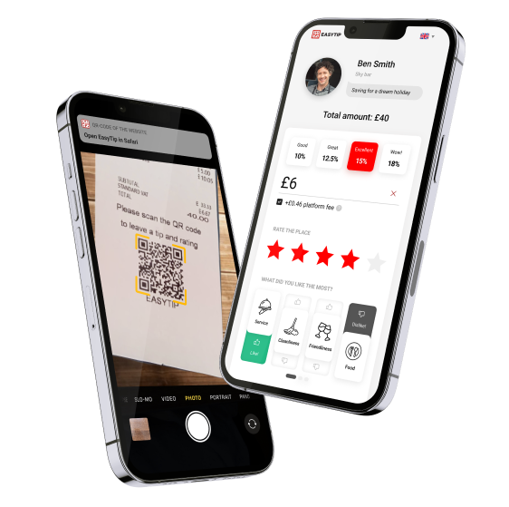 Cashless tipping platform for Restaurant and Pubs